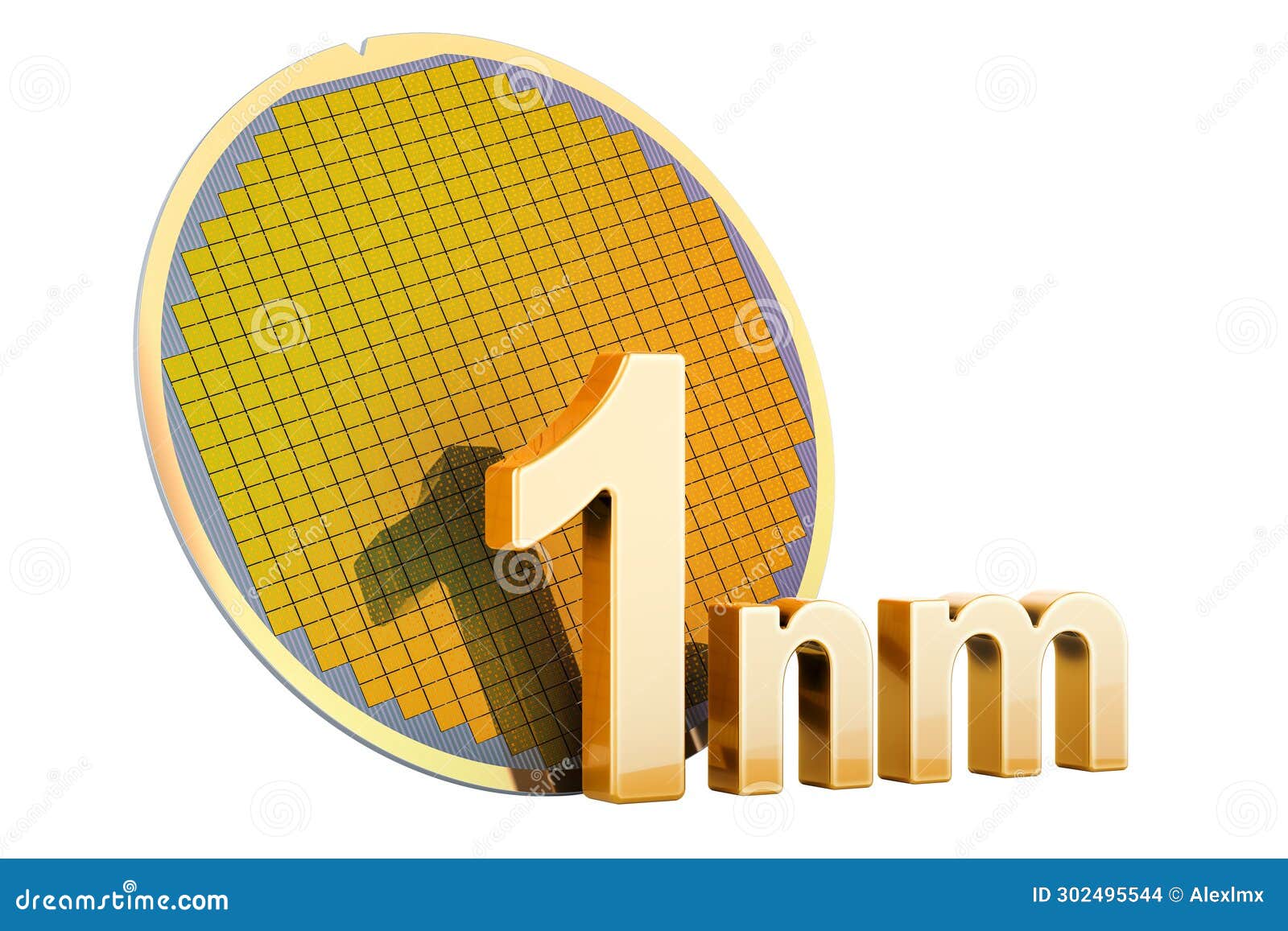 Silicon Wafer with Processor Cores, 1 Nm Size. 3D Rendering Stock ...