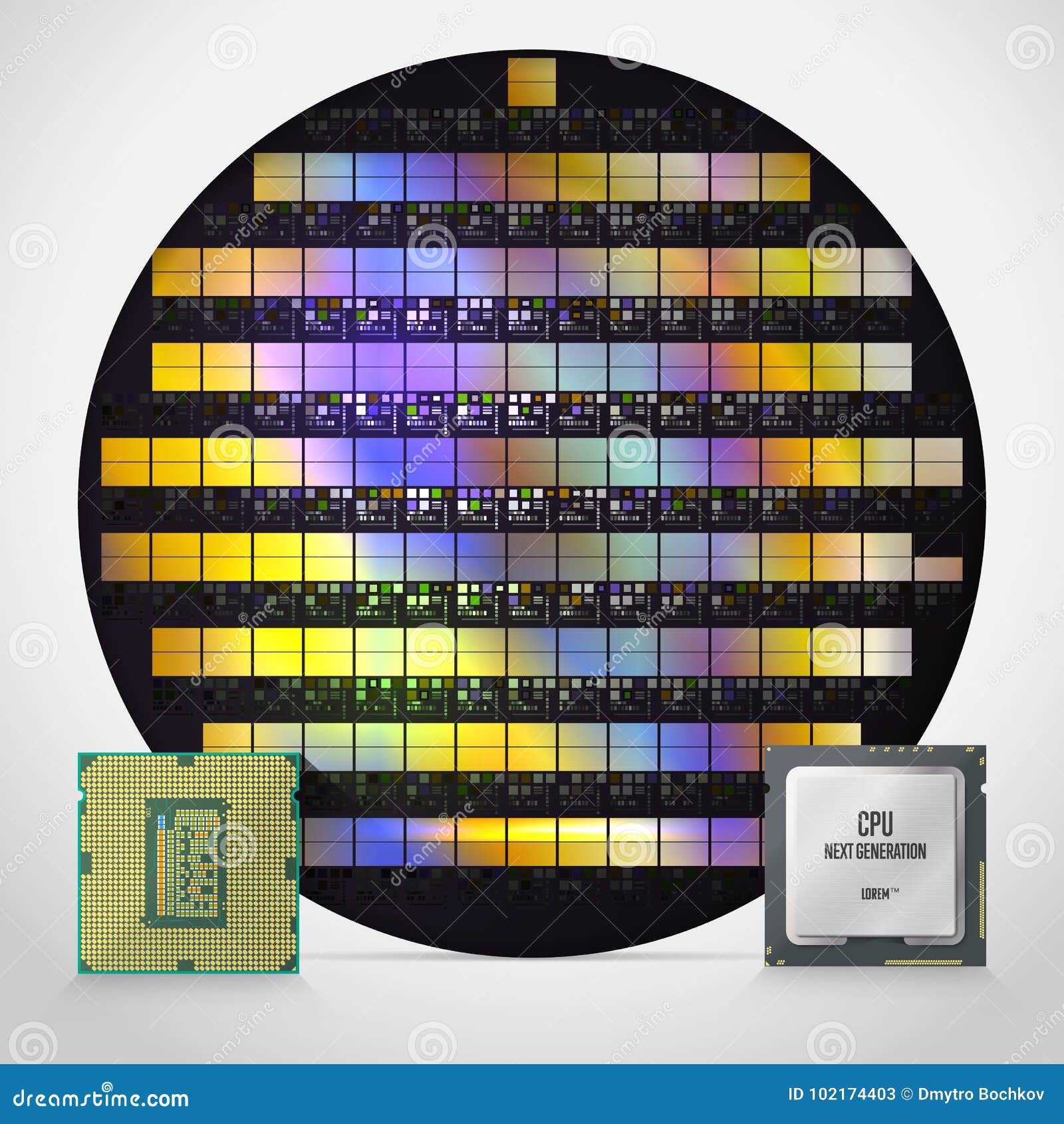 Silicon Wafer with Ready Processors. Realistic Illustration Stock ...