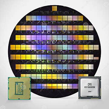 Silicon Wafer with Ready Processors. Realistic Illustration Stock ...