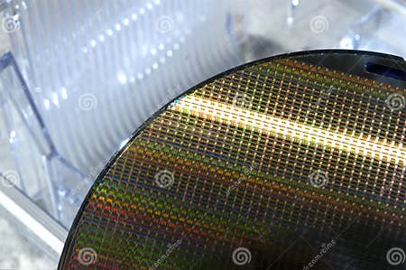 Silicon Wafer of SIM Cell Phone Chips and Storage Stock Photo - Image ...