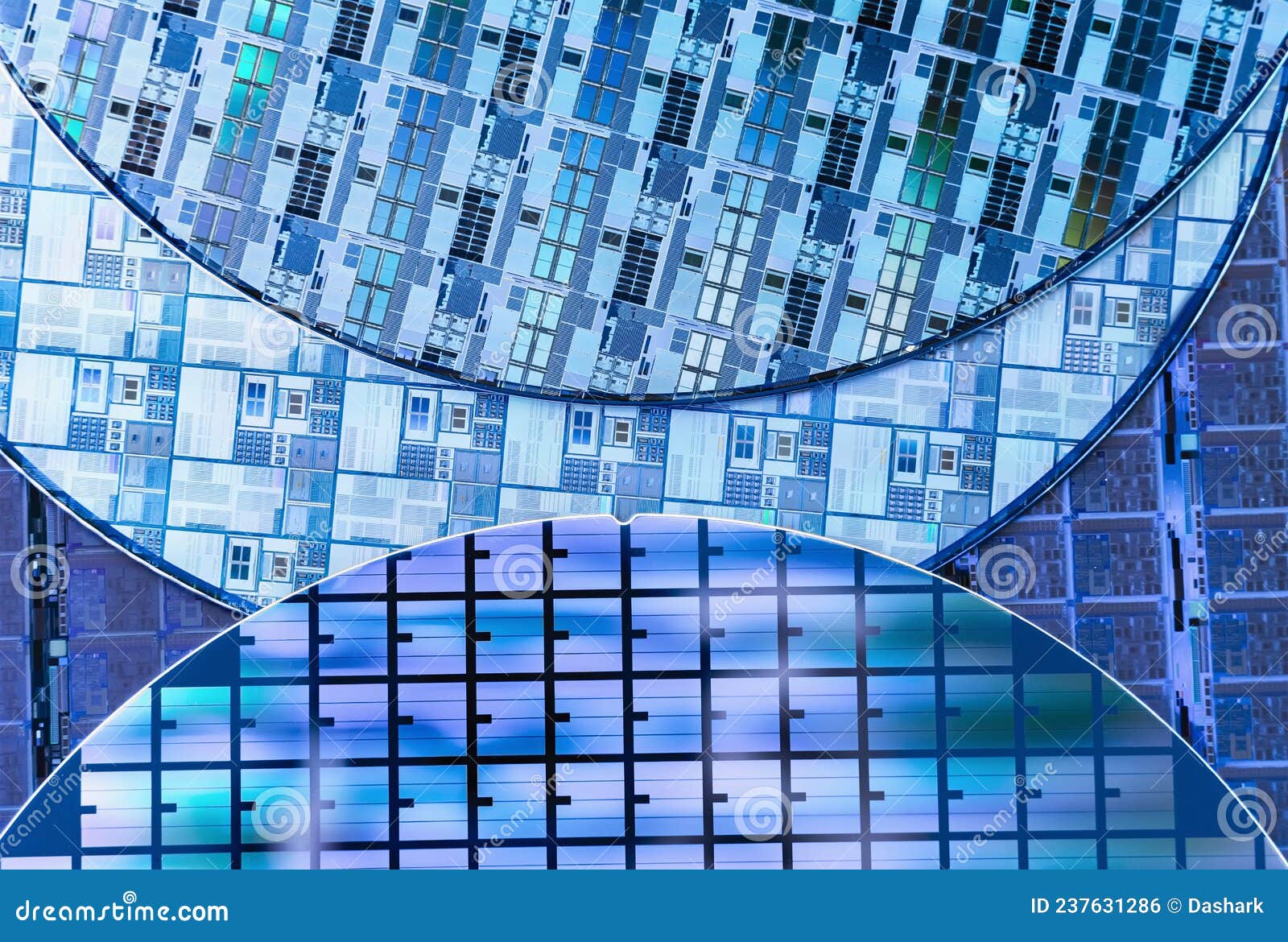 Silicon Wafers with Microchips Used in Electronics for the Fabrication ...