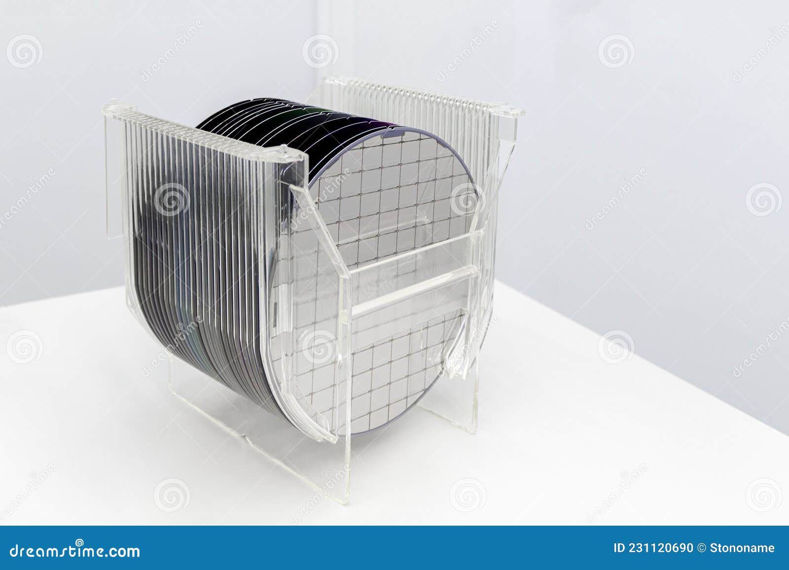 Silicon Wafers in Plastic Storage Box in Clear Room of Semiconductor ...