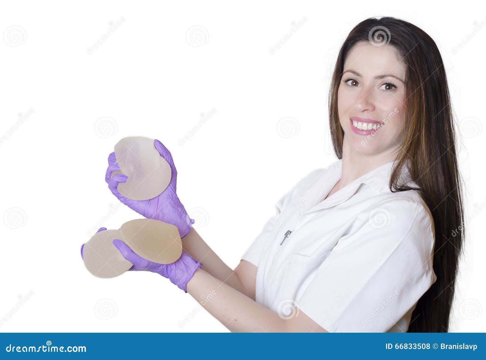 Silicone Breast Implants. Nurse Holding Implants. Doctor Holding ...