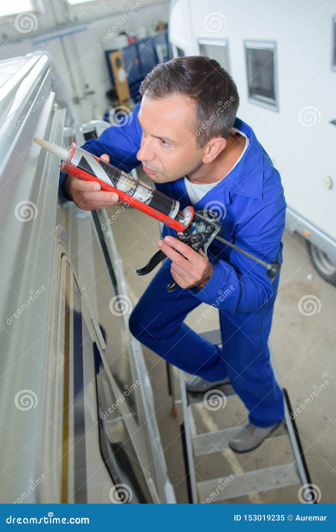 Silicone and Camper Van Maker Stock Image - Image of adult, profession ...