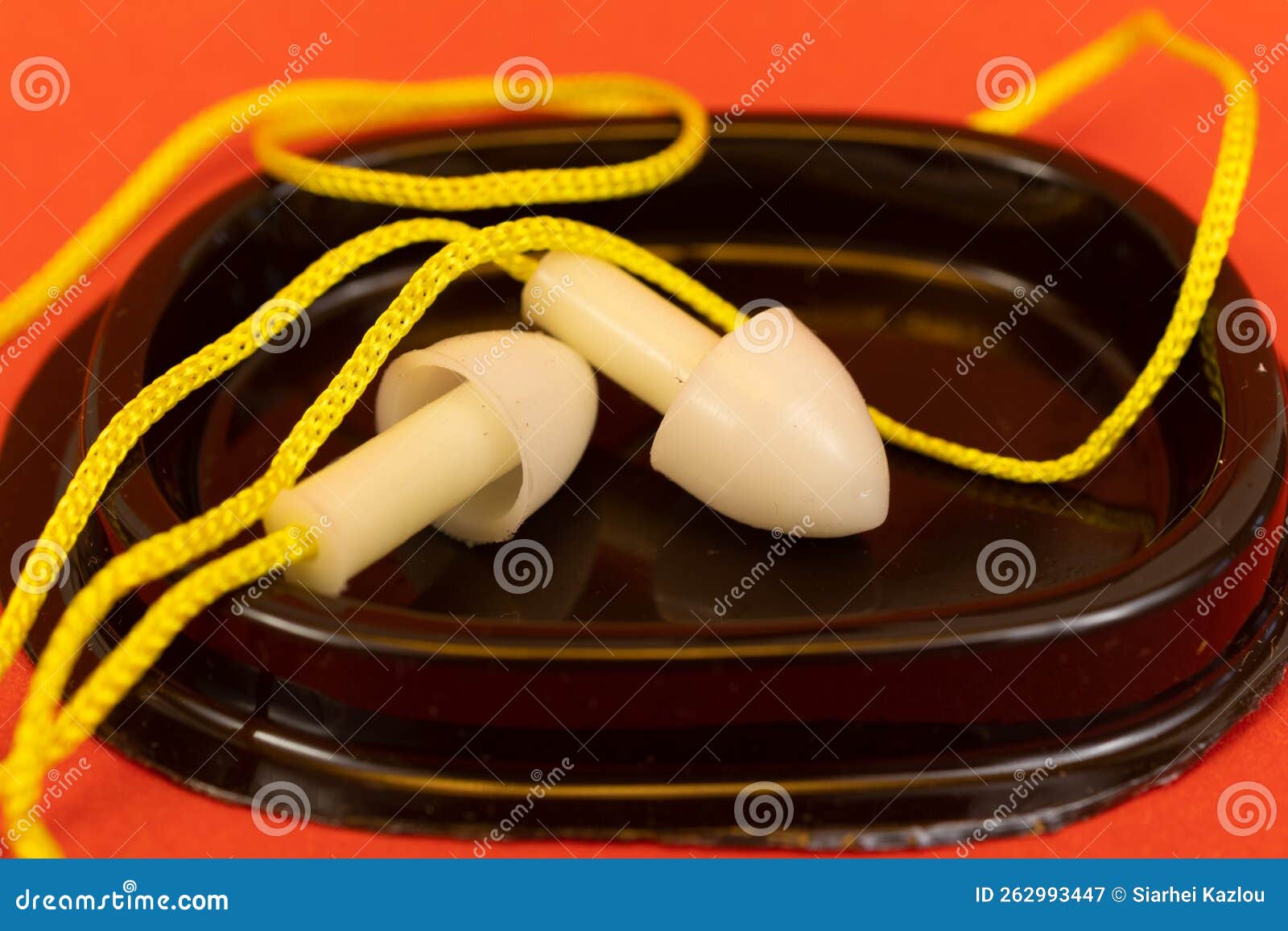 Silicone Ear Plugs for Human Ears on Red Background Stock Image - Image ...