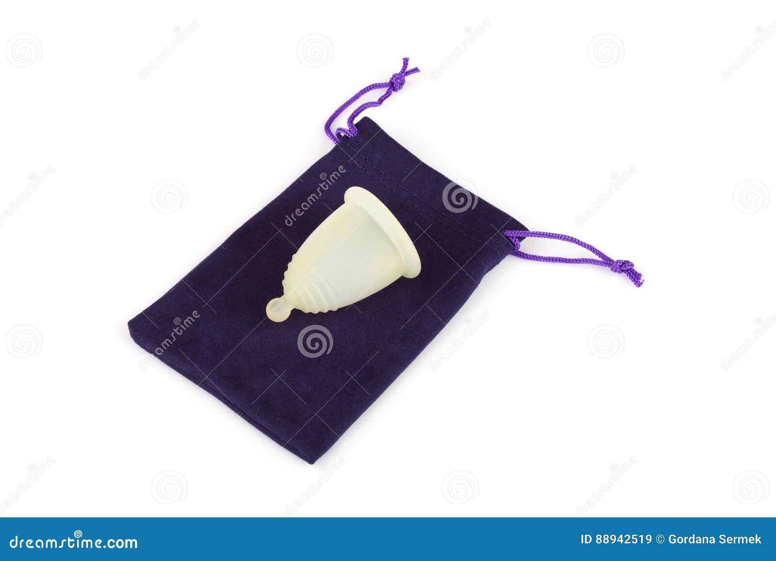 Silicone Menstrual Cup on a Microfiber Storage Pouch Stock Image ...