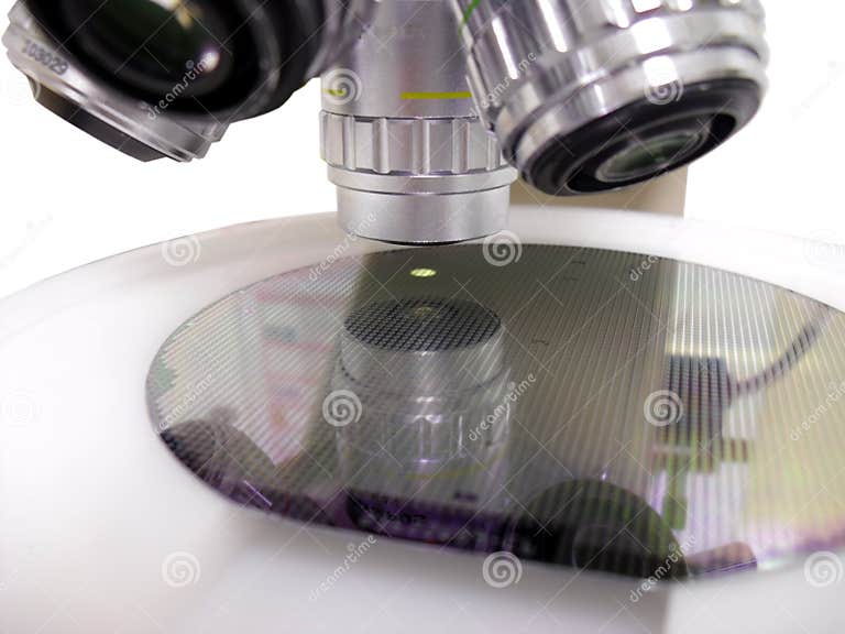 Silicone Wafer Under the Microscope Stock Photo - Image of ...