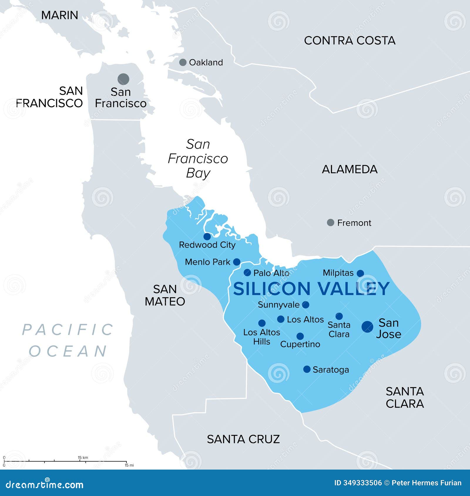 Silicon Valley, A Region In Northern California, USA, Dark Political ...