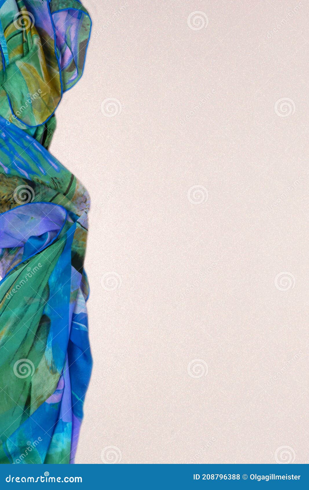 Silk Border. Close-up of a Beautifully Folded Multicolored Silk Scarf ...
