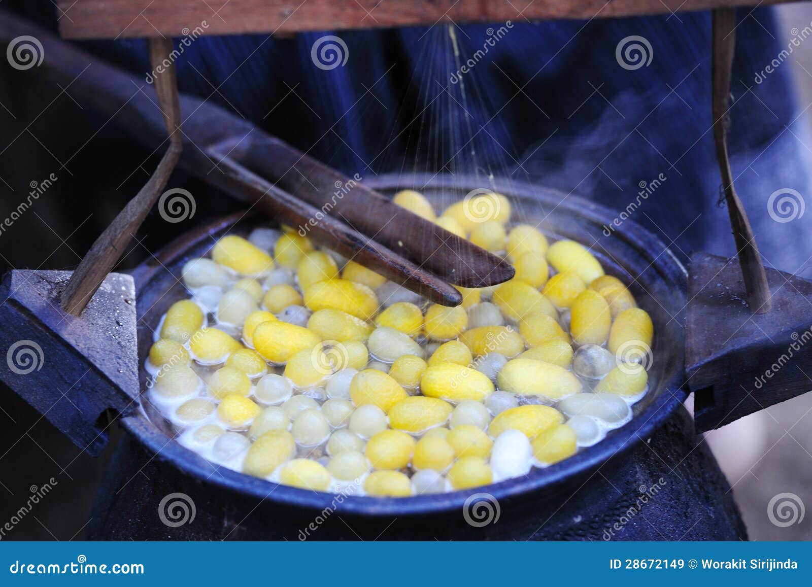 Boiling Silk Cocoons To Make Yarn For Thai Silk Weaving. Boiling The ...