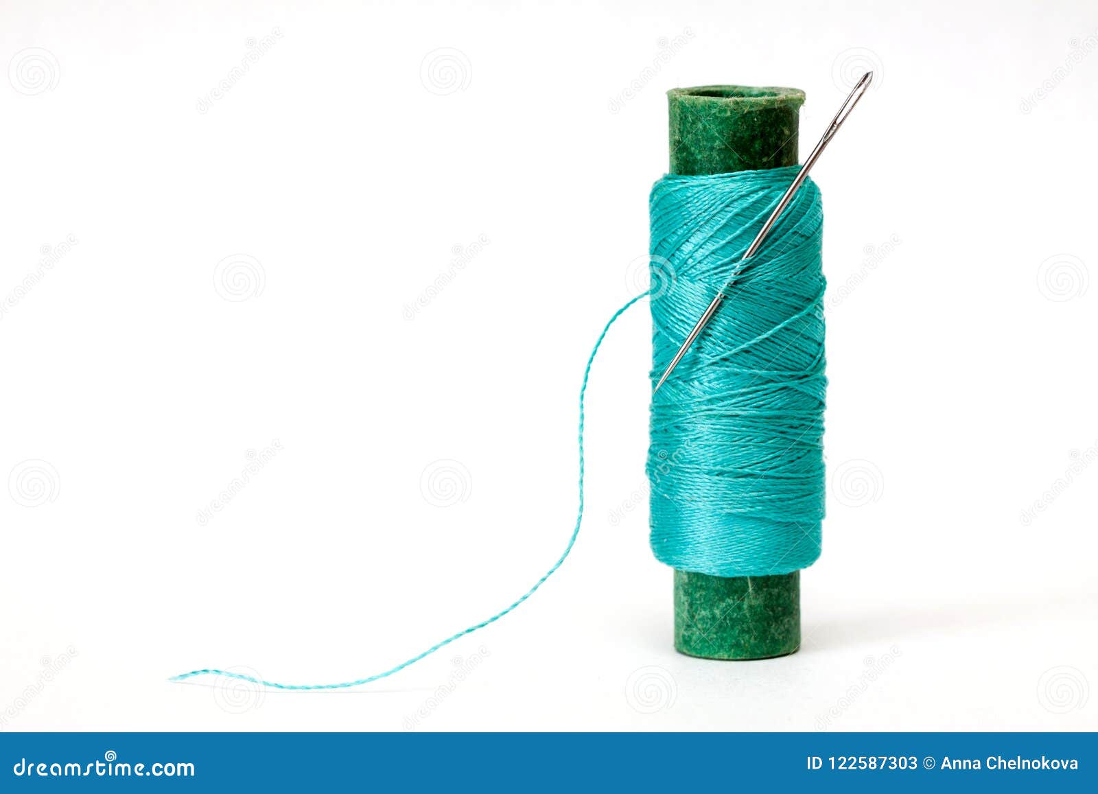 Silk cyan thread. stock image. Image of cardboard, cotton - 122587303