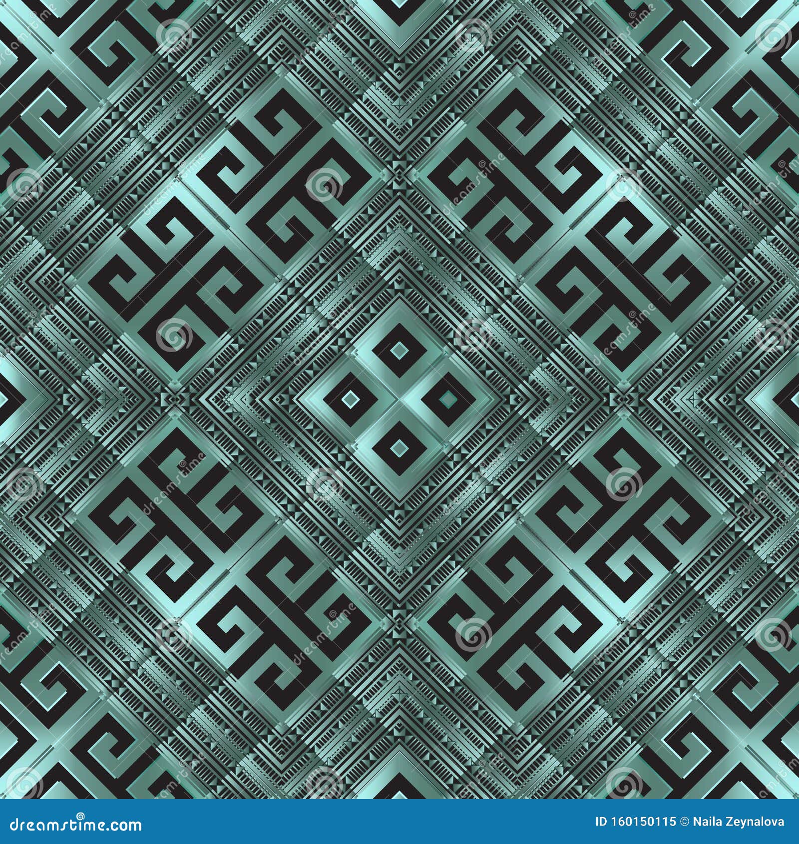 Silk 3d Greek Vector Seamless Pattern. Geometric Modern Grunge Abstract ...
