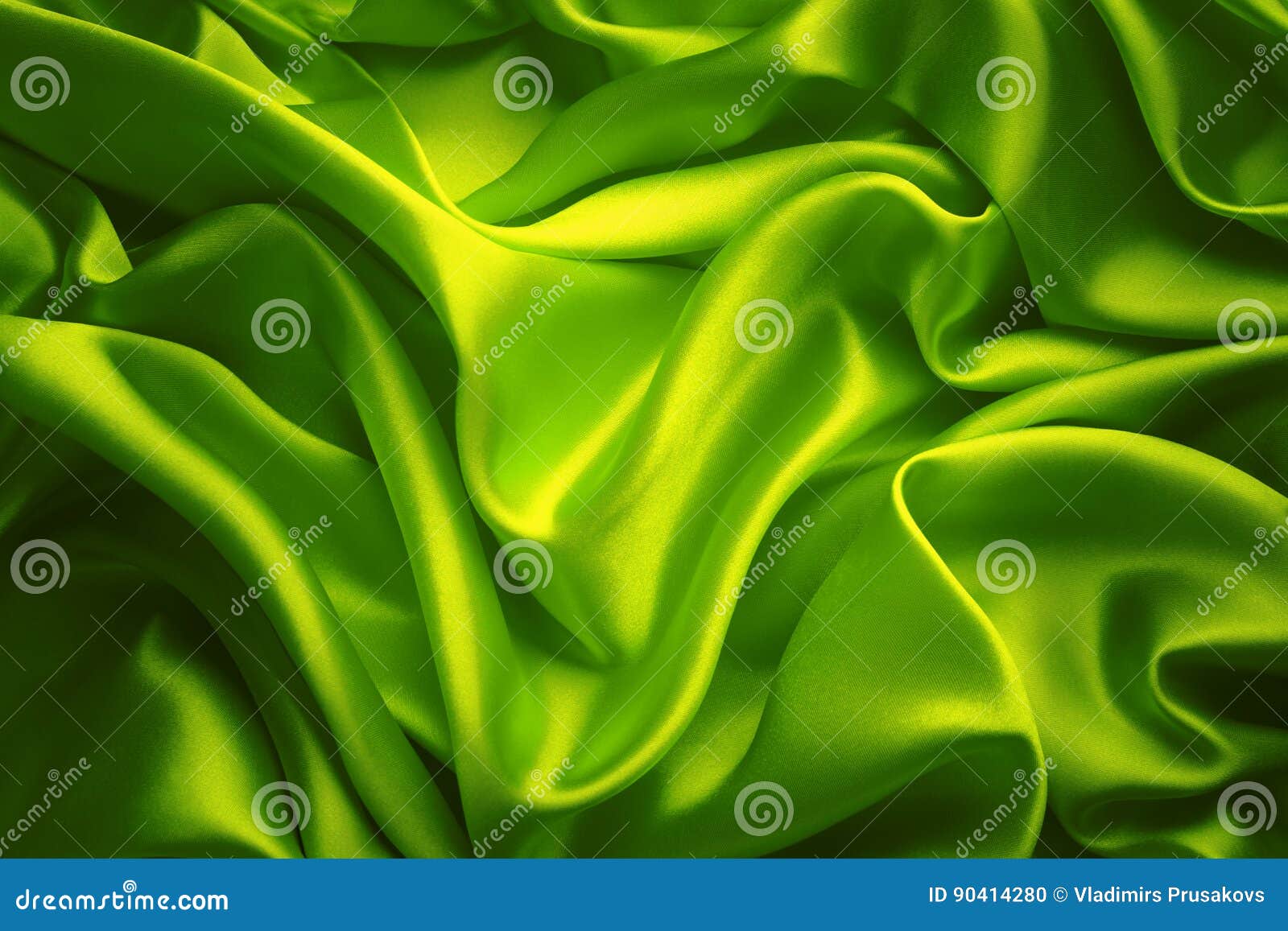 Silk Fabric Background, Green Cloth Waves Texture Stock Photo - Image ...