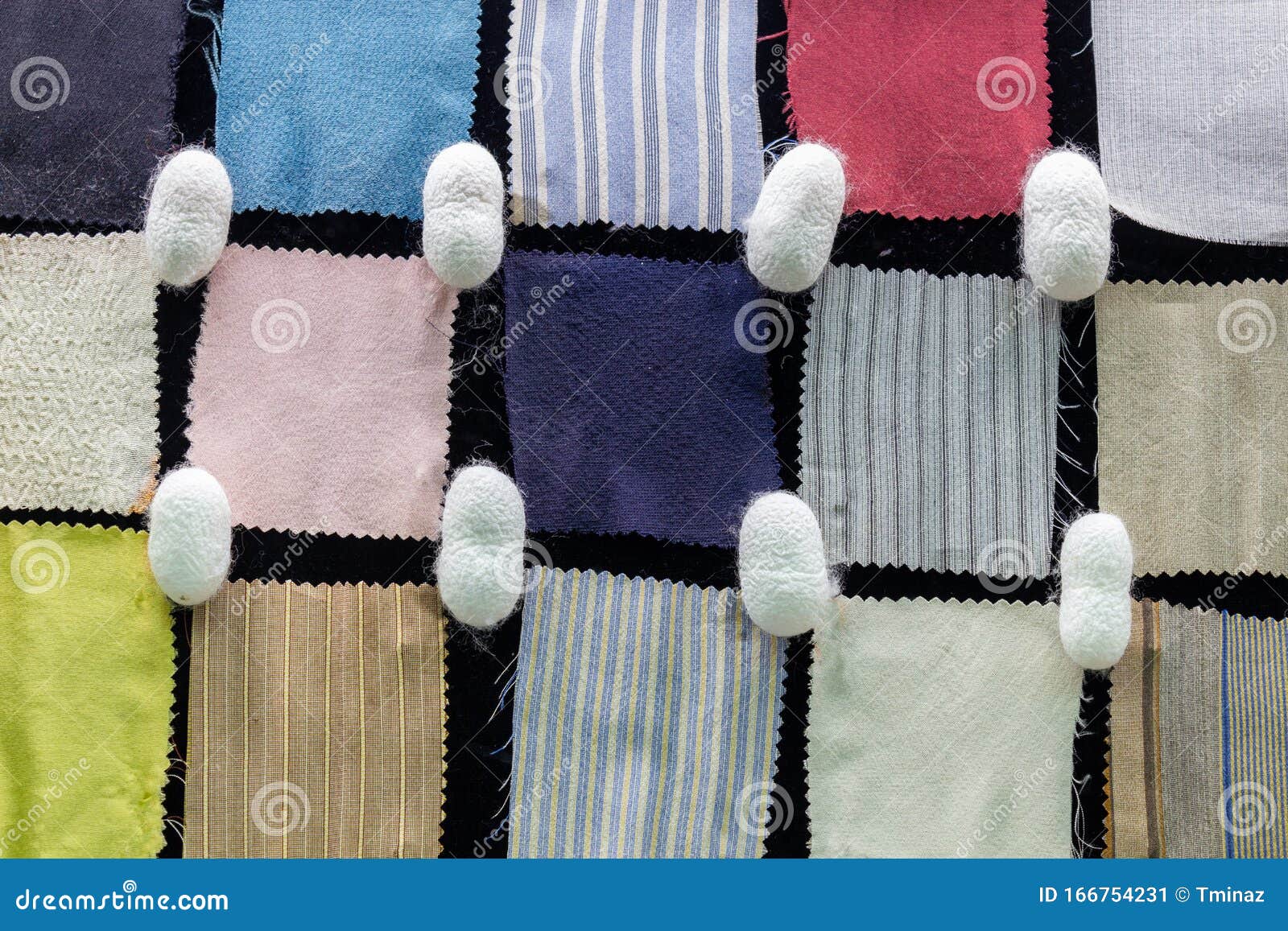 Silk Fabric Samples and Silk Cocoons Stock Image - Image of cocoon ...