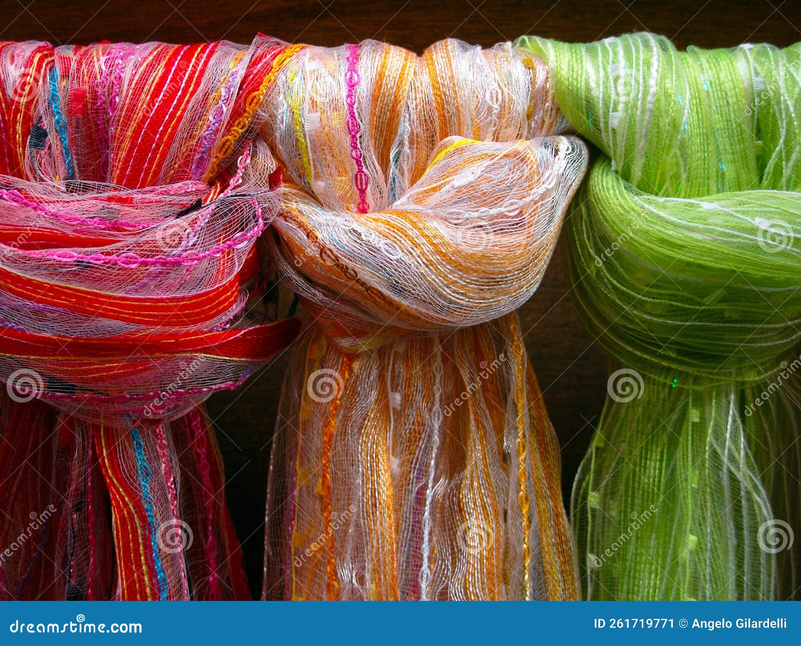 Silk Fabrics of Various Colors Wrapped To Form Large Knots Stock Image ...