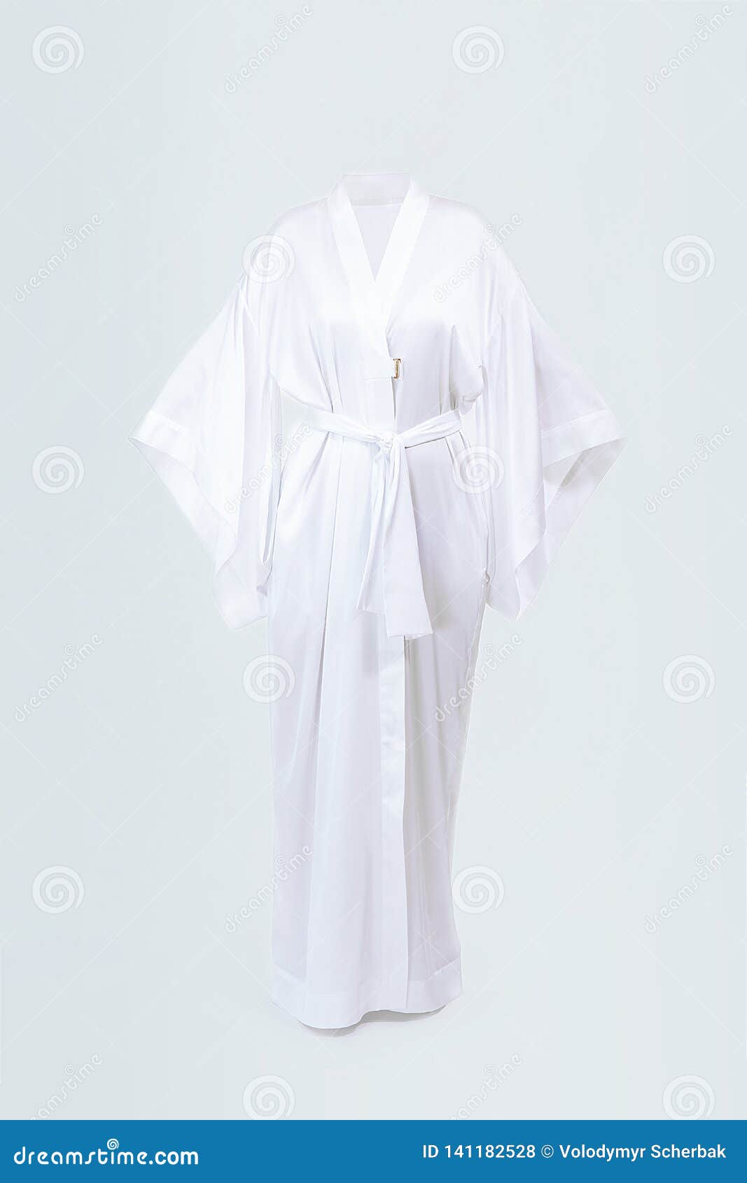 Silk Female Long White Robe Isolated on Grey Stock Photo - Image of ...