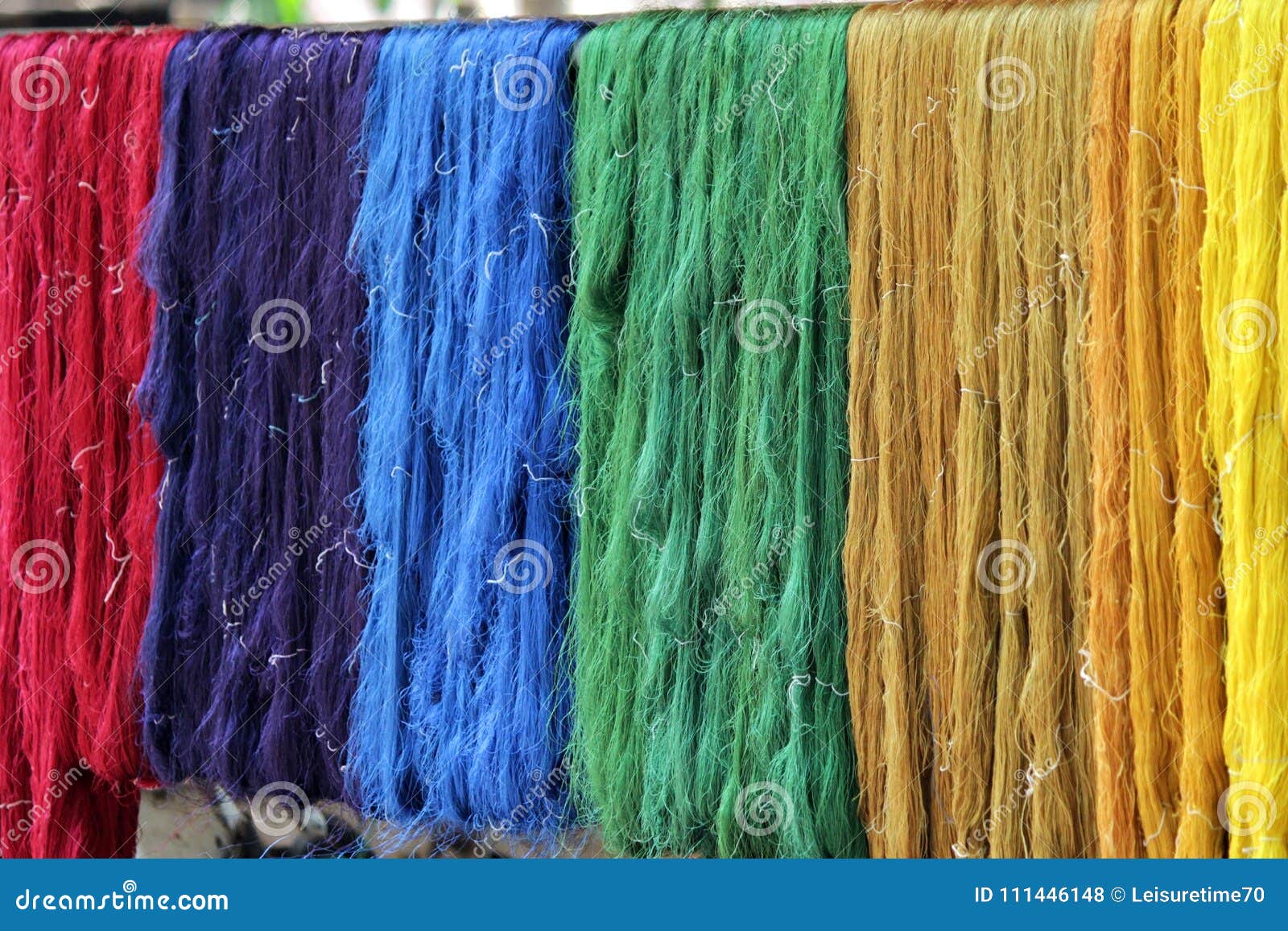 Colorful raw silk thread stock photo. Image of cotton - 111446148
