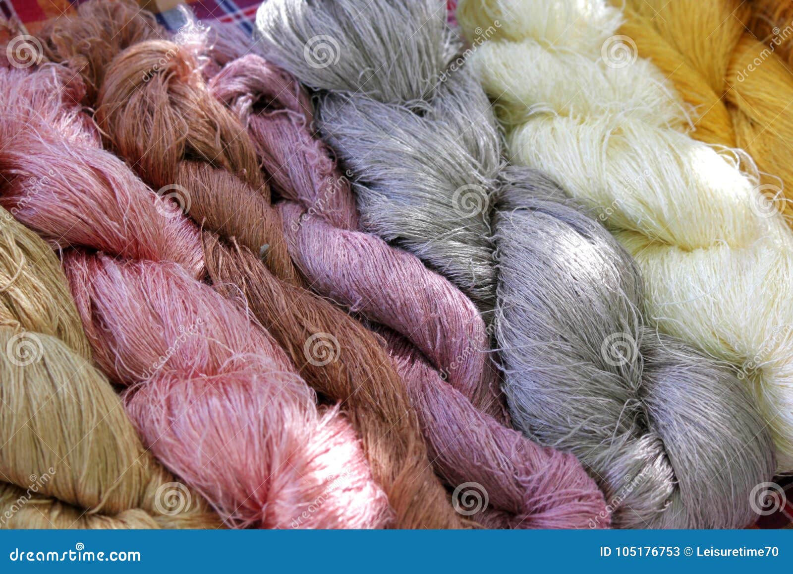 Colorful raw silk thread stock image. Image of silk - 105176753