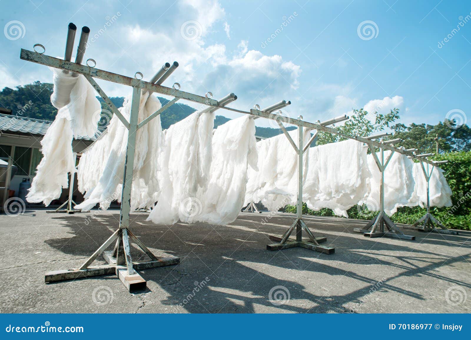 Silk quilt stock image. Image of closeup, fabric, drying - 70186977