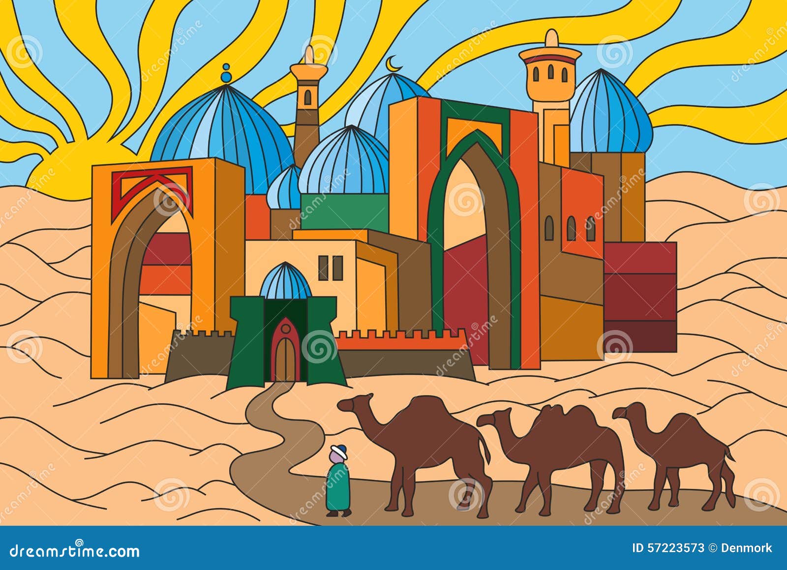 Silk Road stock illustration. Illustration of gates, camel - 57223573