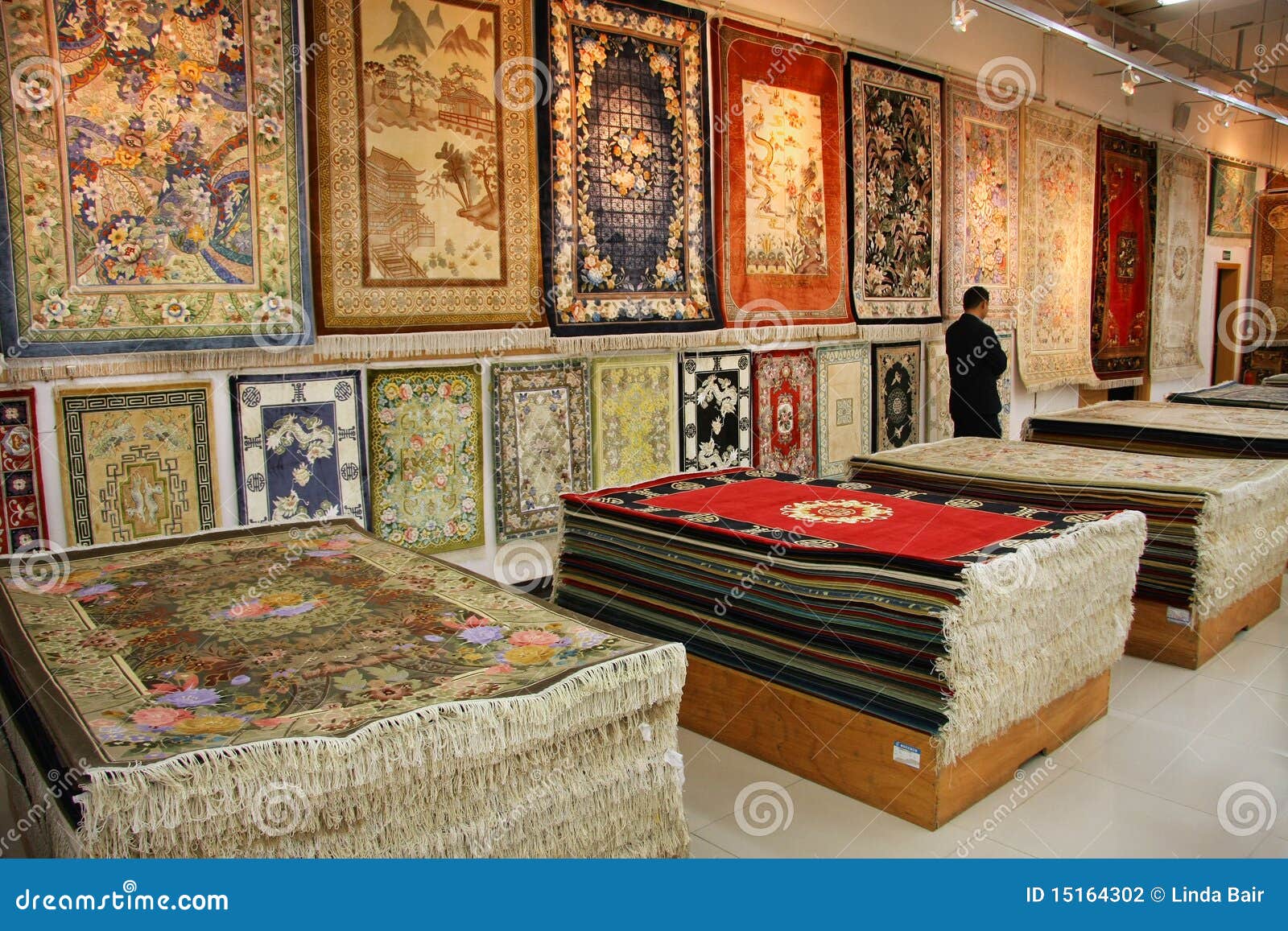 Silk Rugs on Display and for Sale Stock Photo - Image of pattern, sale ...