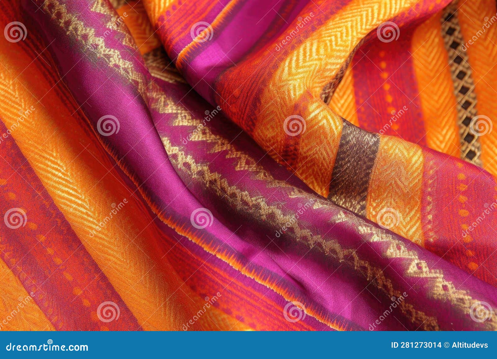 Silk Saree Fabric Texture and Design Close-up Stock Illustration ...