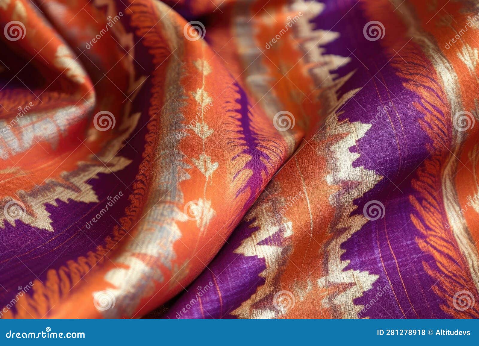 Silk Saree Fabric Texture and Design Close-up Stock Illustration ...