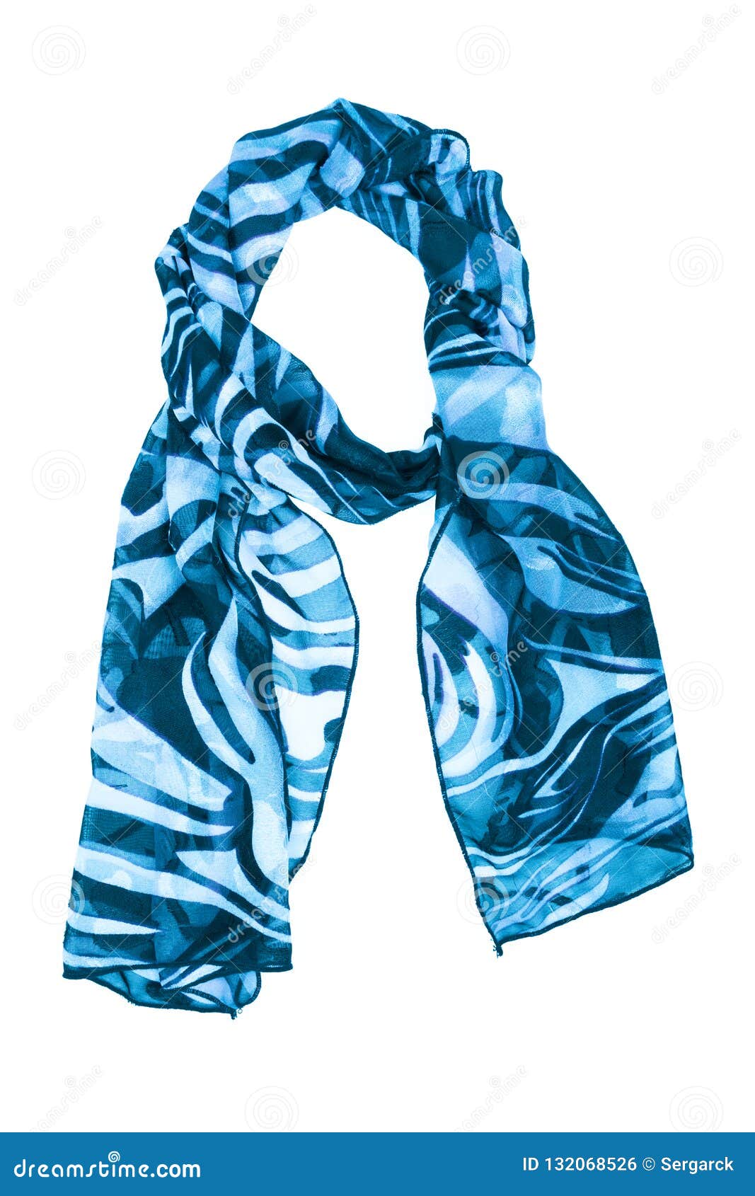 Silk Scarf. Blue Silk Scarf Isolated on White Background Stock Photo ...