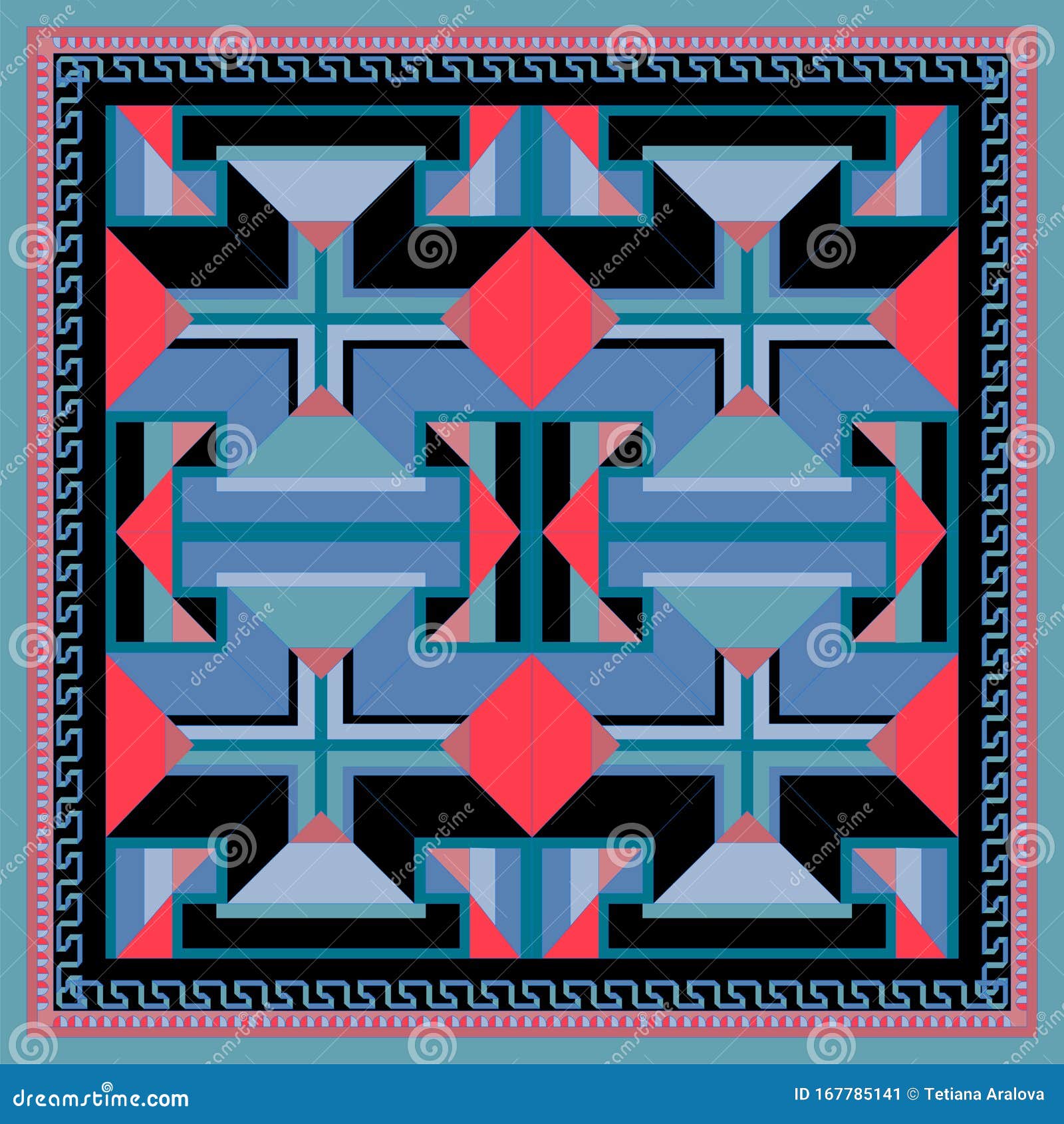 Silk Scarf with a Geometric Pattern Stock Illustration - Illustration ...