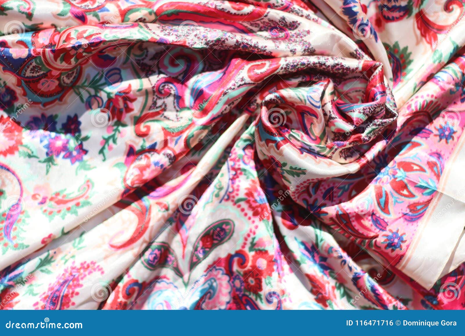 Silk Scarf with Traditional Patterns Stock Photo - Image of fabric ...