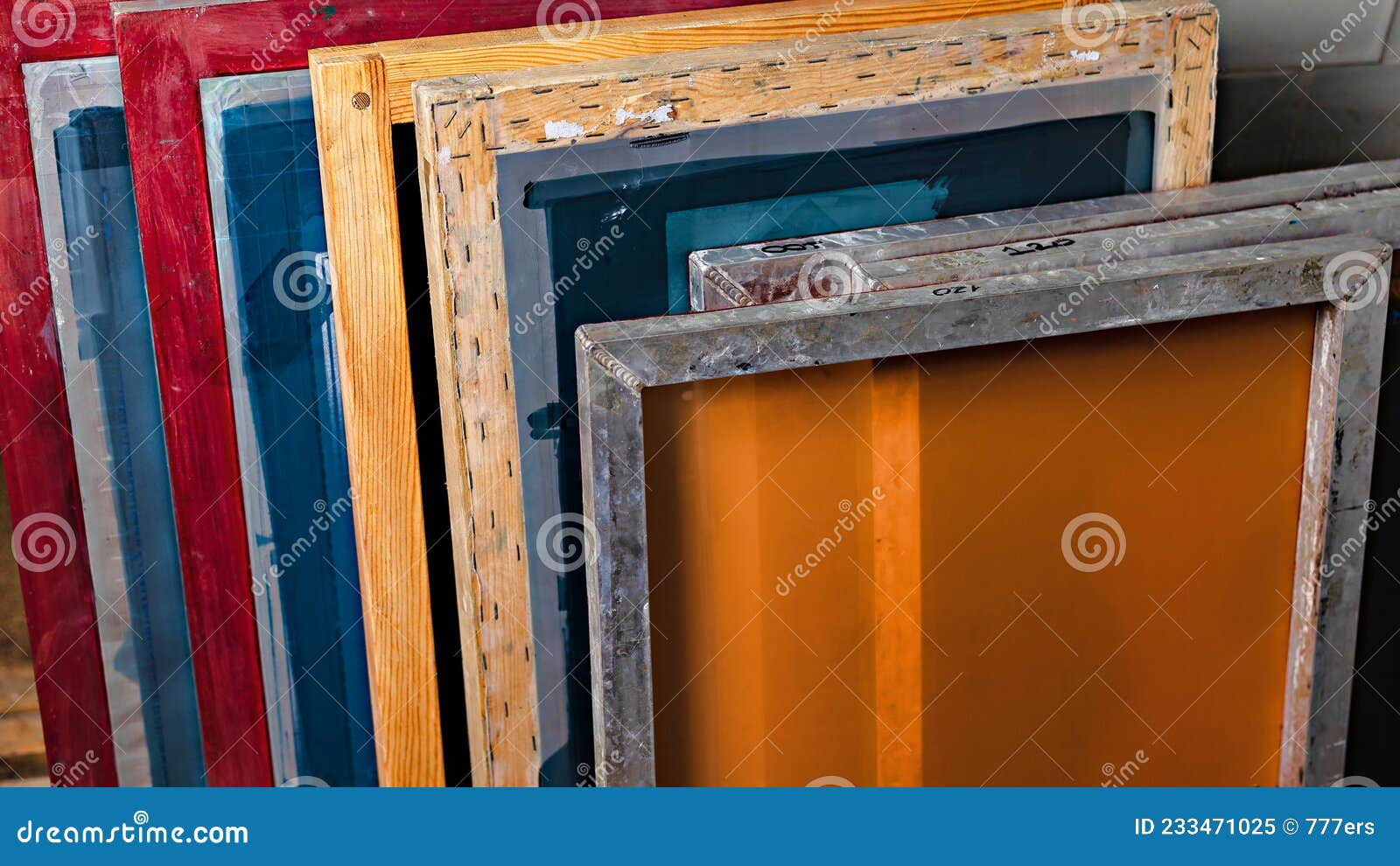 Silk Screen Mesh Screen Frames. Silkscreen Printing Stock Image - Image ...