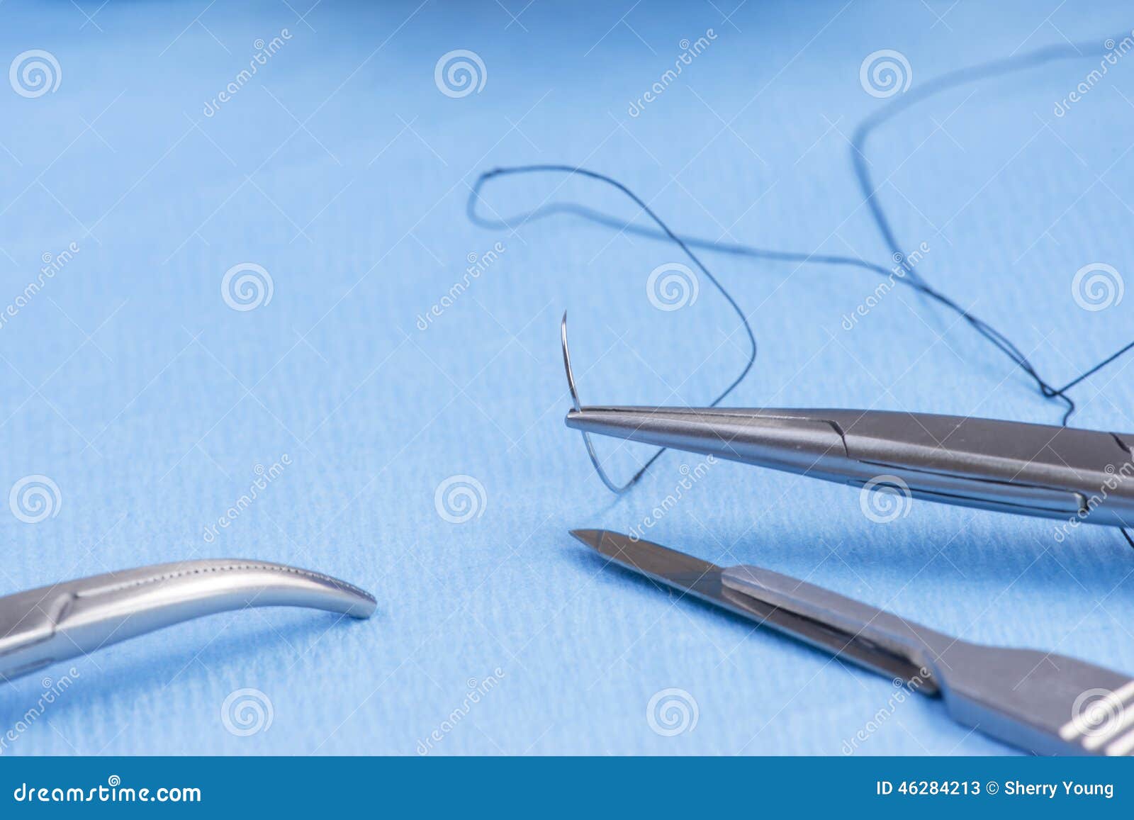 Silk Suture stock image. Image of supplies, stitch, needle - 46284213