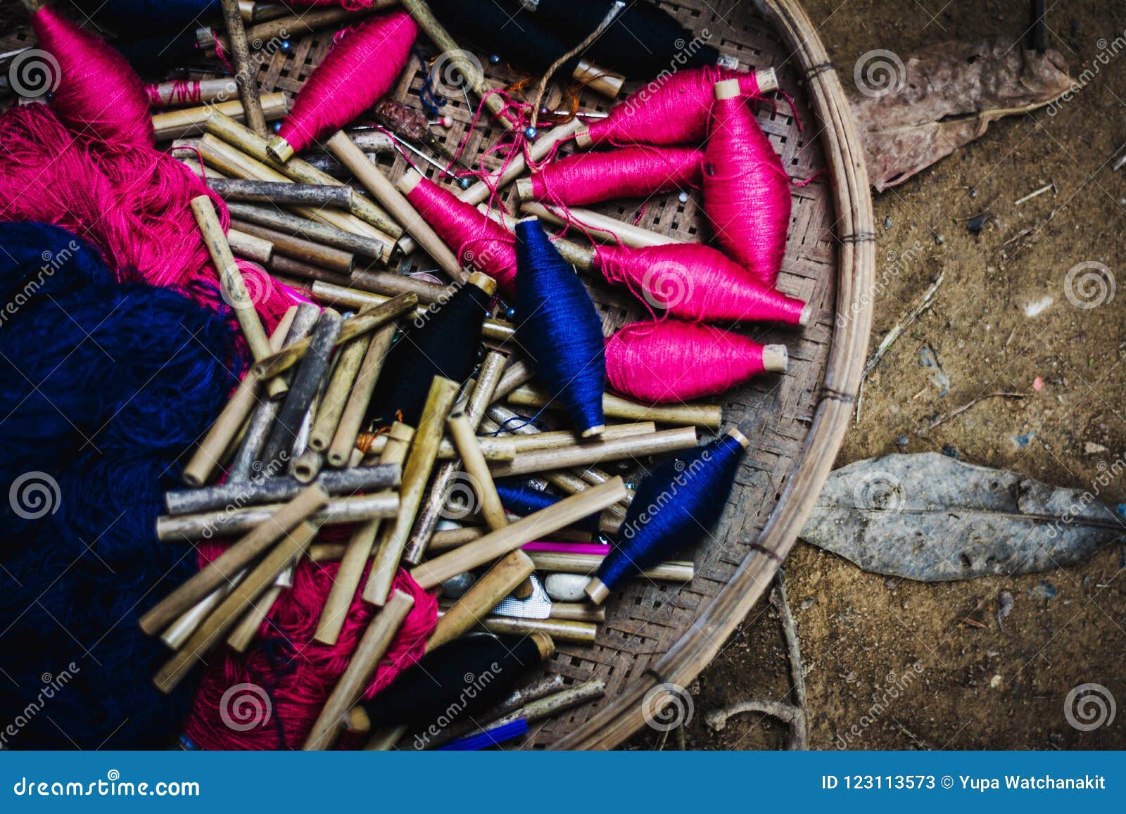 Silk Thread in Basket Prepare To Making Thai Silk Cloth Stock Image ...