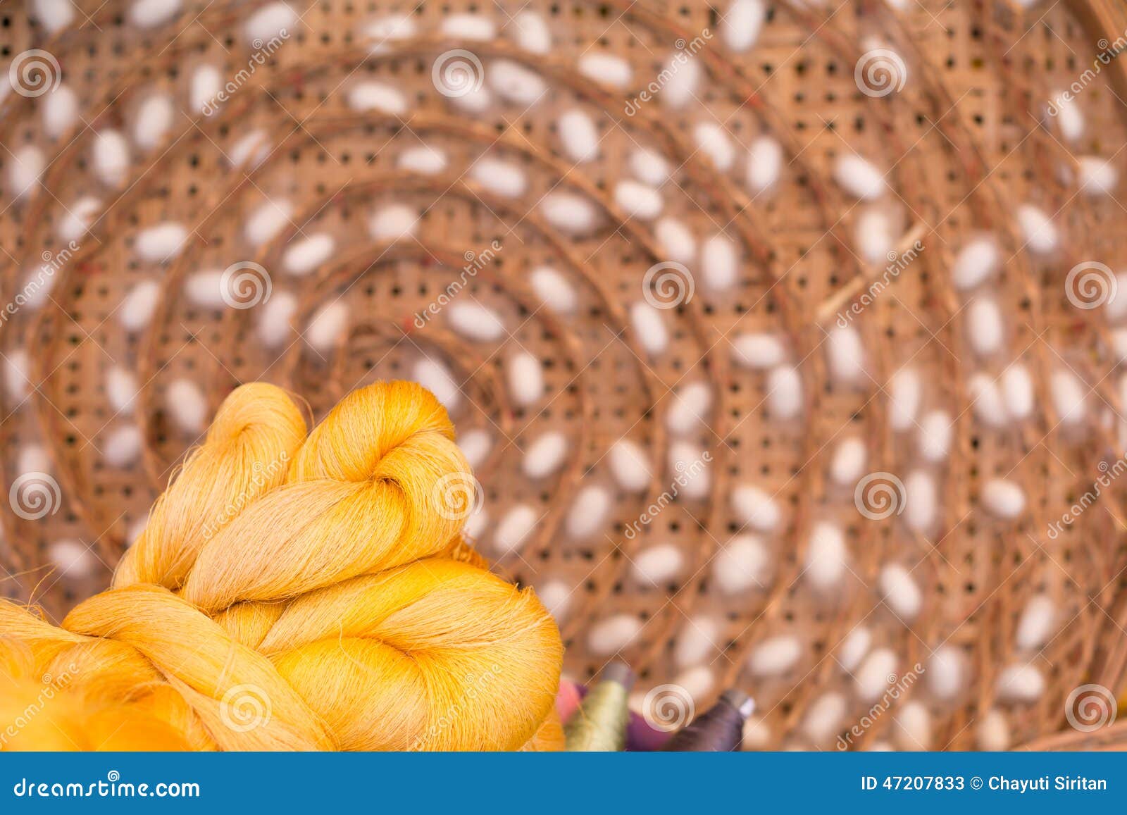 Silk Thread and Silkworm Cocoons Stock Image - Image of texture, thread ...