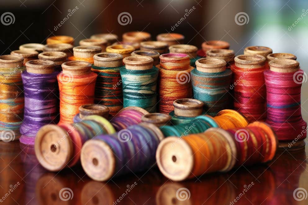 Silk Thread Spools Arranged for Sari Making Stock Illustration ...