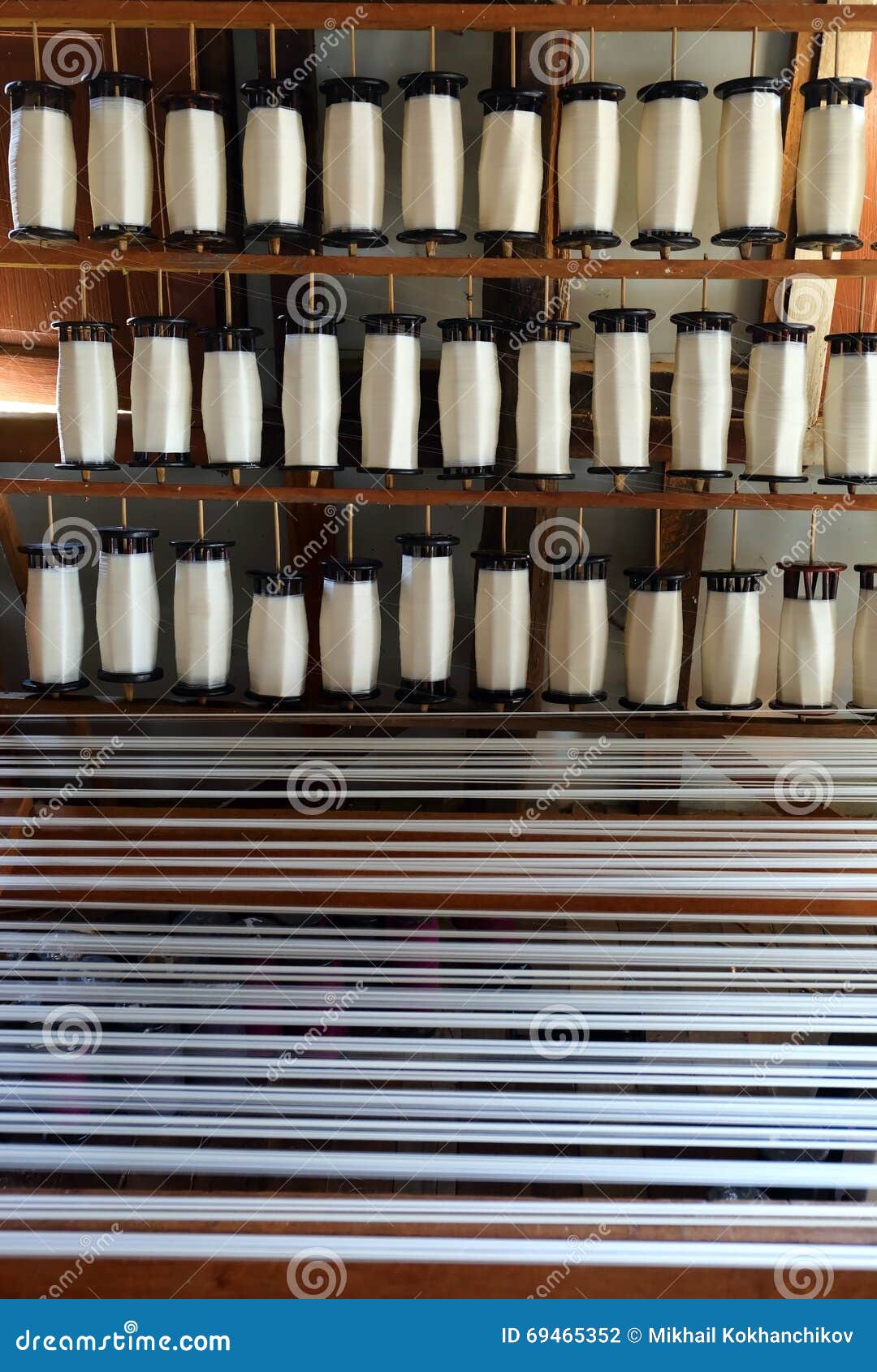 Silk Thread on Weaving Tool Stock Photo - Image of machine, detail ...