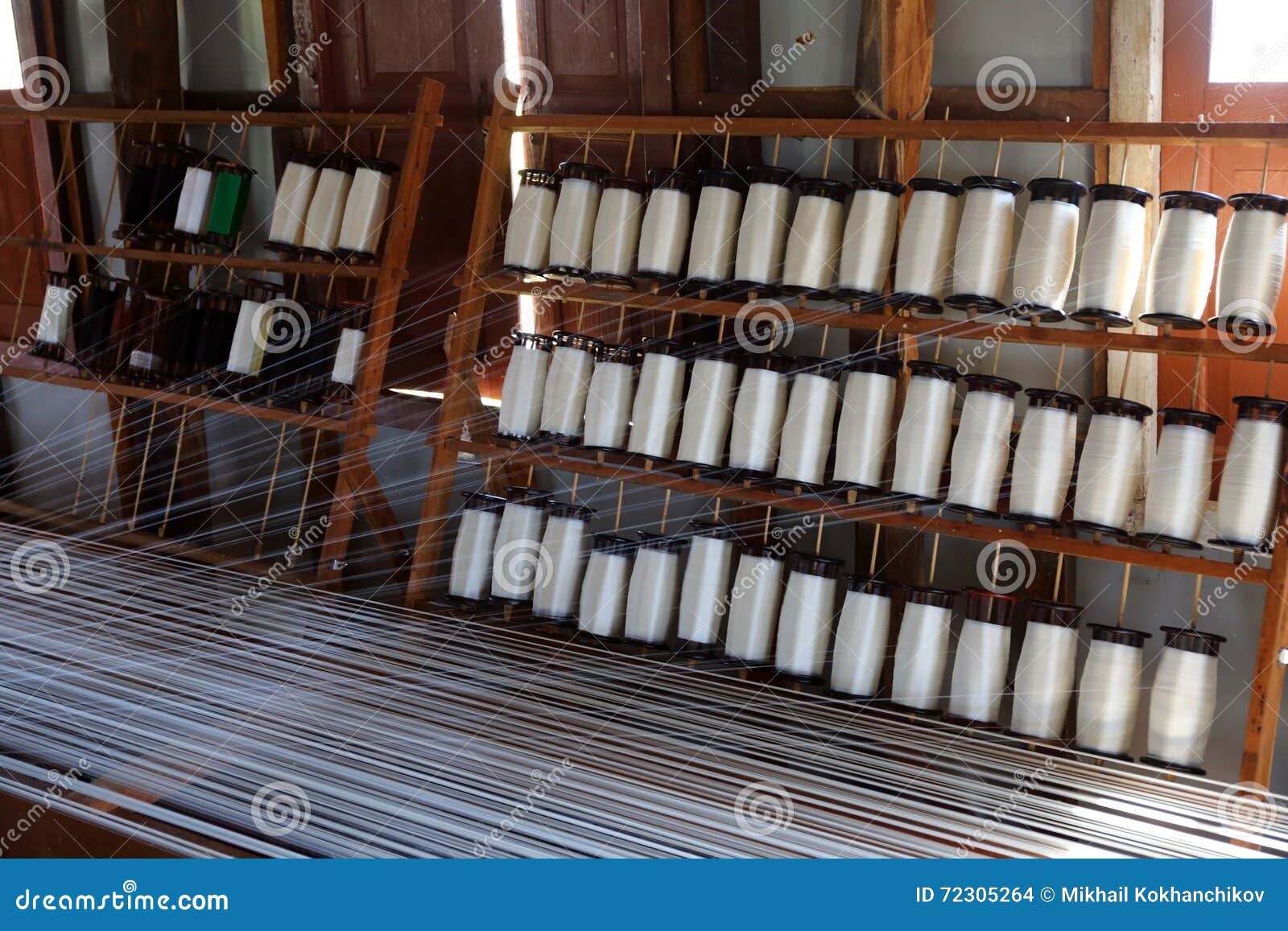 Silk Thread on Weaving Tool Stock Photo - Image of production, culture ...