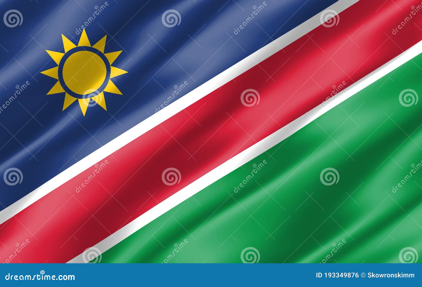 Silk Wavy Flag Of Namibia Graphic Wavy Namibian Flag 3d Illustration