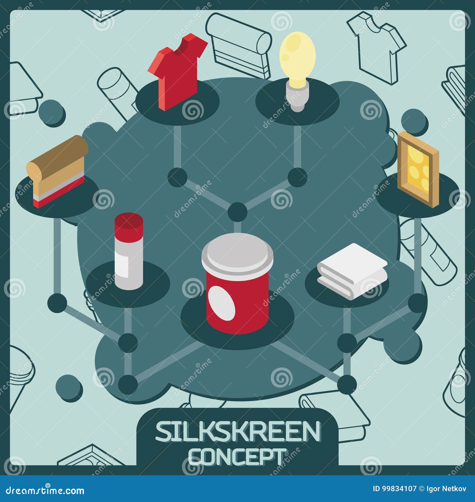 Silkskreen Color Isometric Concept Icons Stock Vector Illustration Of