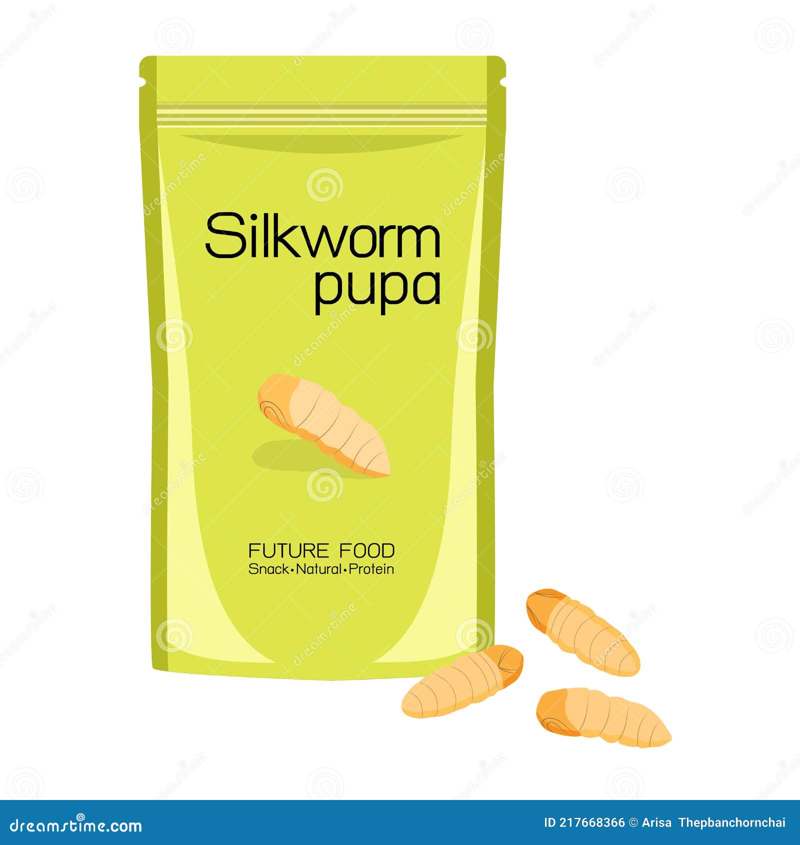 Silkworm Pupa Chrysalis Insects Deep-fried Crispy in Packaging Snack ...