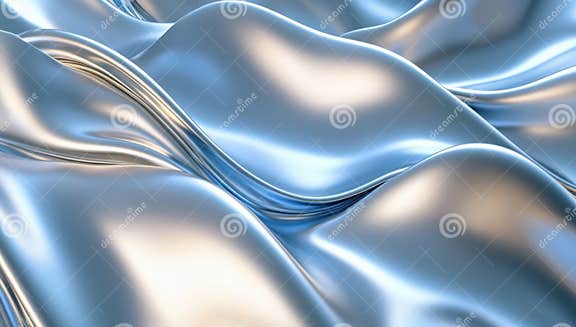 Silky Metallic Blue Waves Flowing in Smooth Patterns Generative AI ...