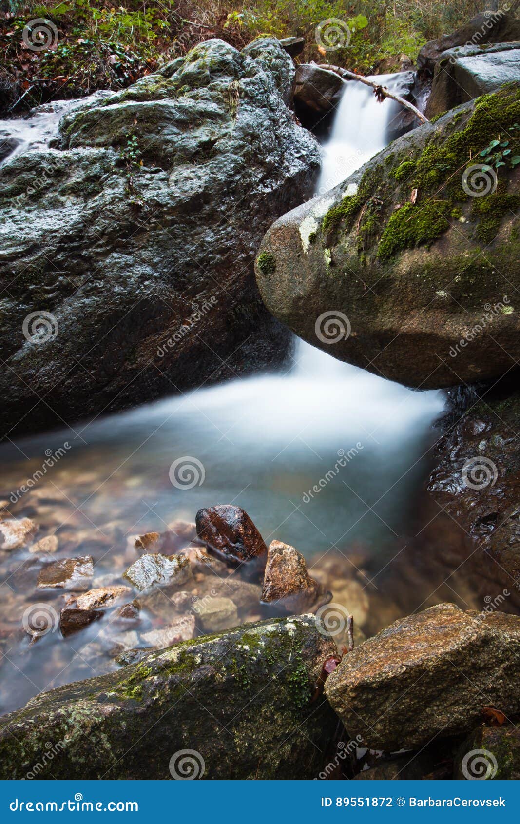 Silky Satin Soft Waterfall in Deep Forest with Rocks in Long Exposure ...
