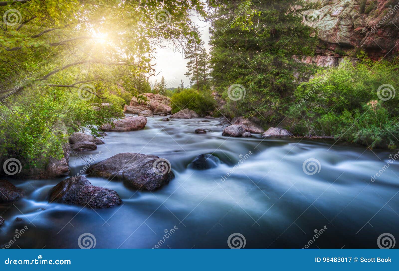 Silky Smooth River at Sunset Stock Image - Image of white, blue: 98483017