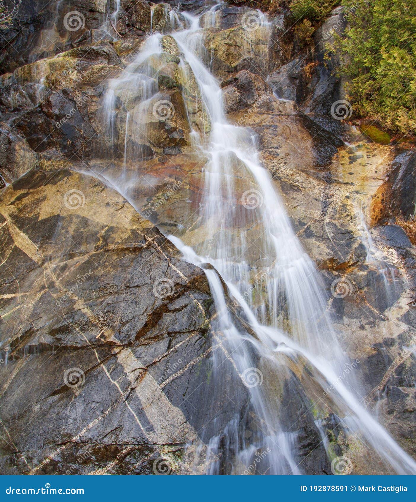Silky Water Flowing Over Colorful Rock Strata with Striking Patterns in ...