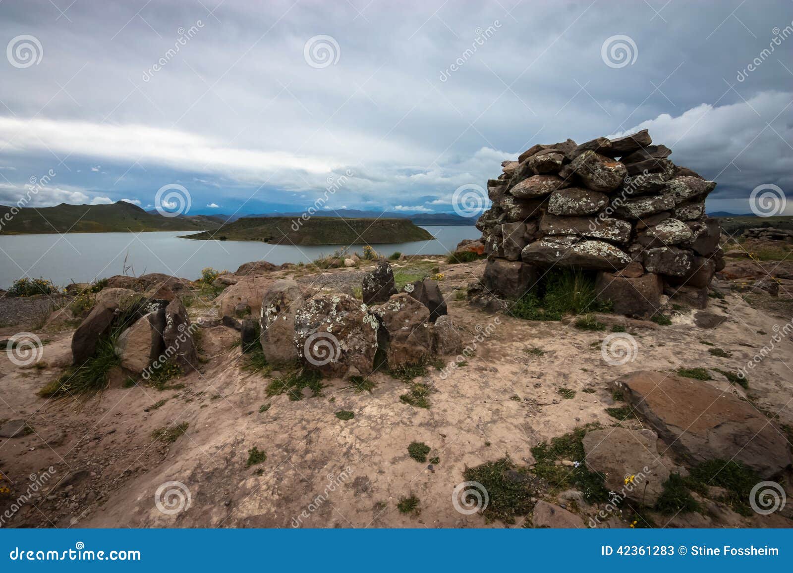 Sillustani Funeral Tower stock image. Image of hill, cylinder - 42361283