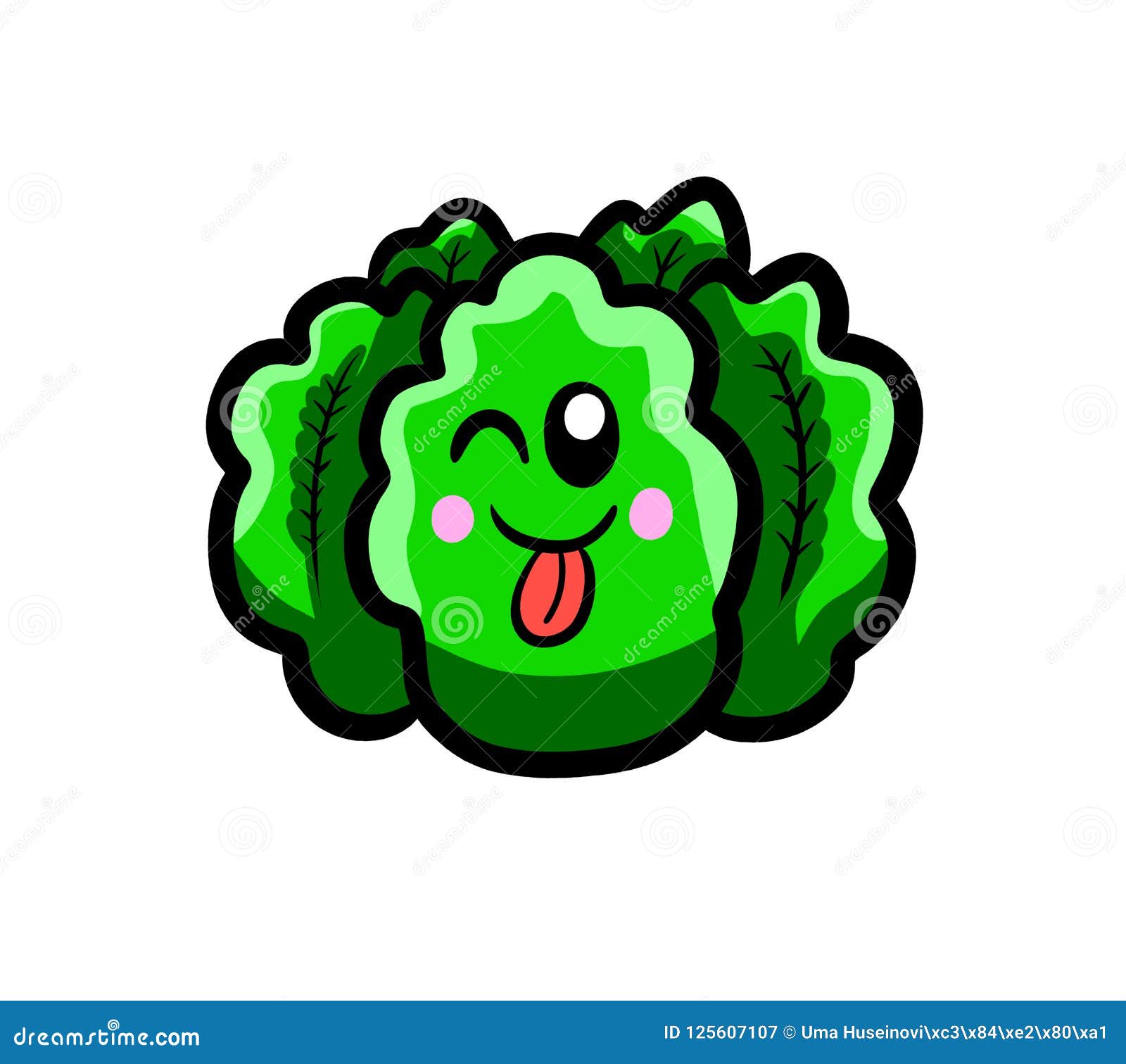 Silly Cartoon Cabbage stock illustration. Illustration of clip - 125607107