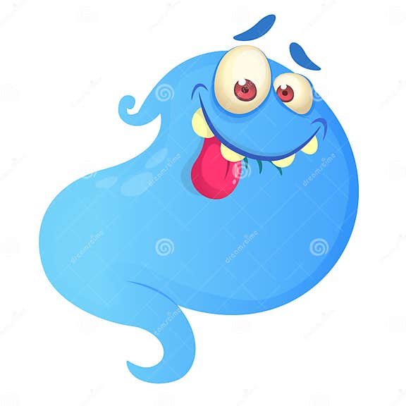 Silly Cartoon Ghost. Vector Blue Ghost Illustration Stock Vector ...