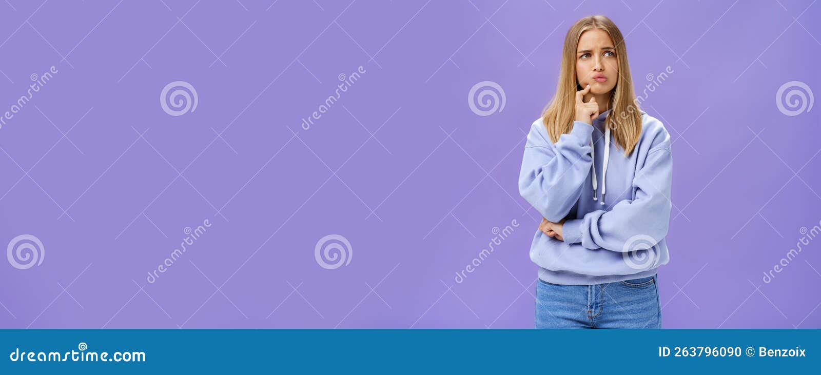 Silly Concerned Girlfriend Trying Think Up How Solve Problem Standing ...