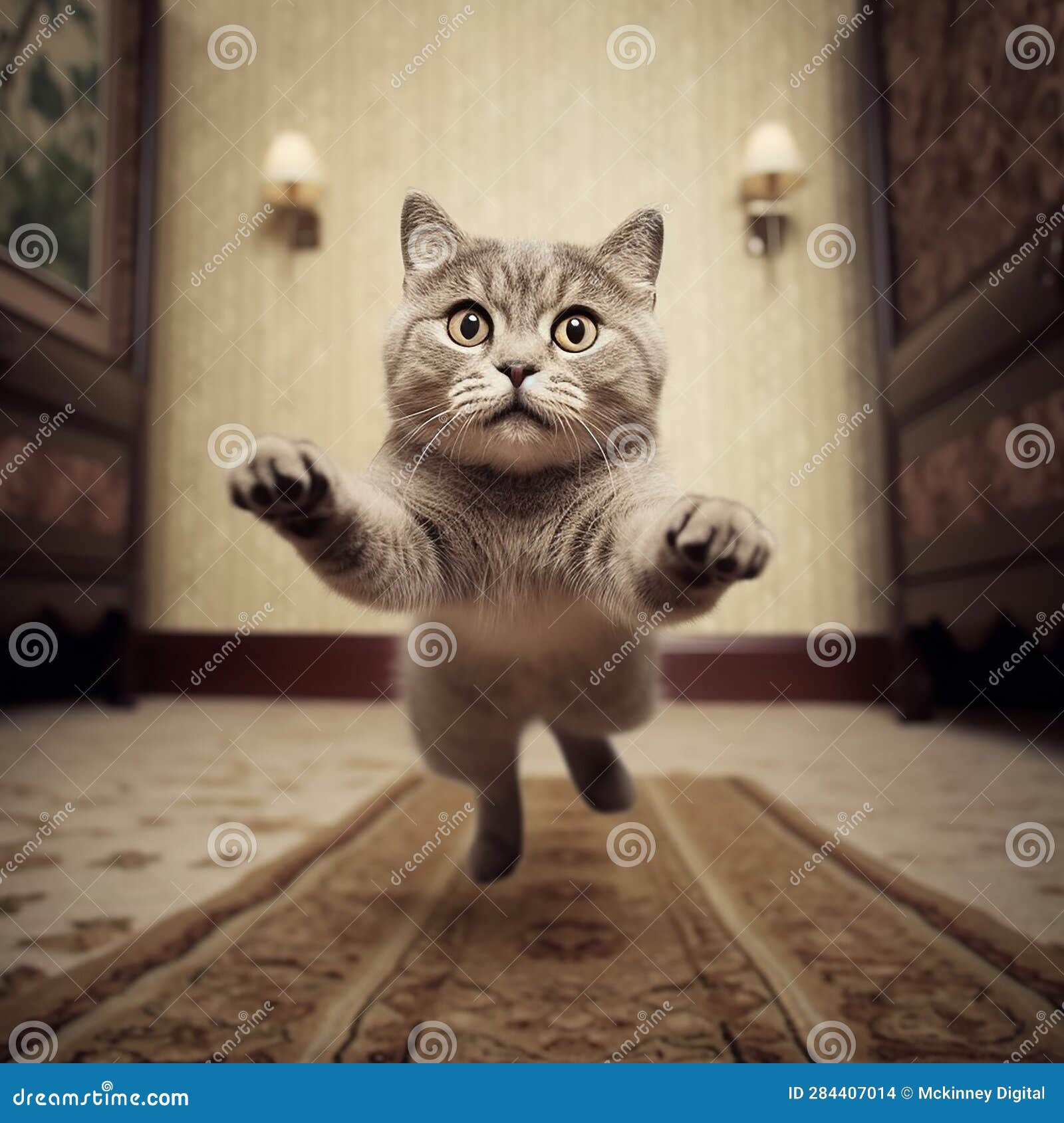 Silly Grey Cat Making a Funny Face As it S Looking at Camera. Created ...