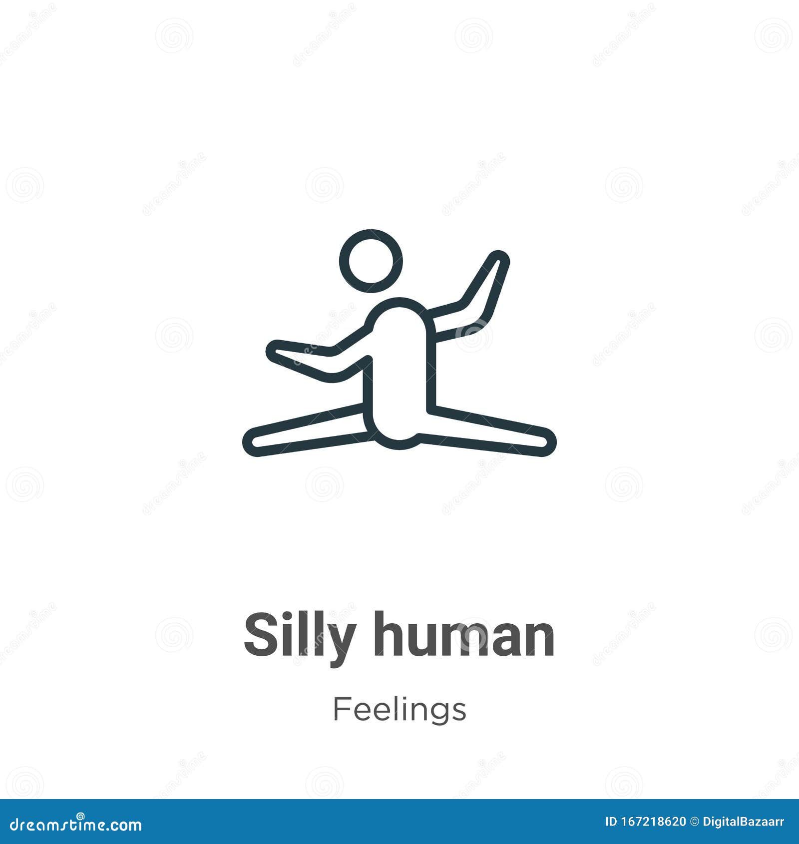 Silly Human Outline Vector Icon. Thin Line Black Silly Human Icon, Flat ...